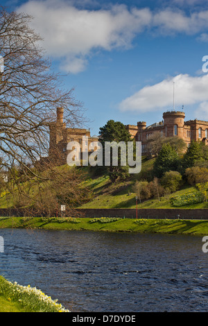 Inverness City Centre with the Castle and buildings reflected in the ...