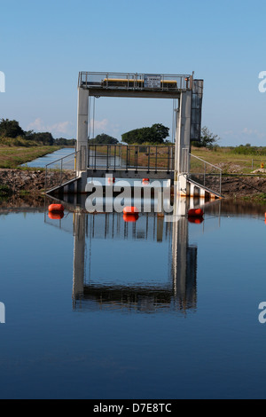 Dam on South Florida Flood and Irrigation control canal, Everglades ...