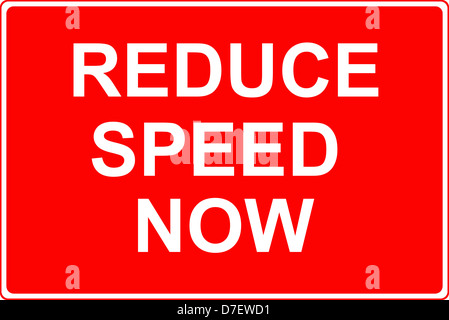 Reduce speed sign Stock Photo - Alamy