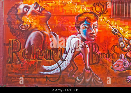 "Release your burdens and be free" mural by Joel Bergner in ...