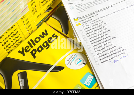 Strapped bundles of Yellow Pages business telephone directory for the ...
