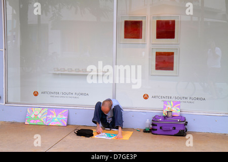 Miami Beach Florida,homeless,adult adults man men male,sidewalk ...