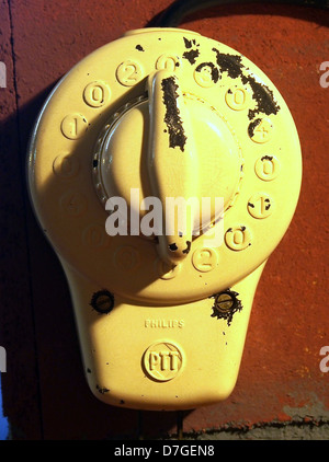 This historical image depicts an early telegraph system, showcasing the ...