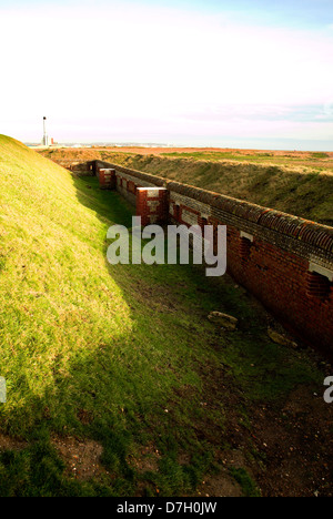 The south west Caponiere and Carnot wall of Shoreham Fort at the mouth ...