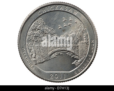 Oklahoma state commemorative quarter coin isolated on white background ...