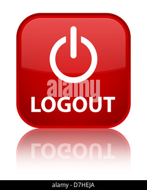Logout icon. Shiny glossy internet button on white background Stock ...