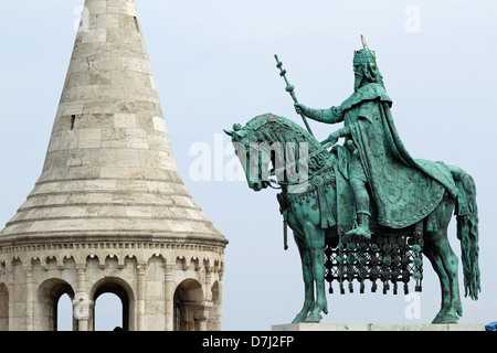 Statue of King Istvan Stephan, Fisherman's Bastion. Buda Castle Hill ...