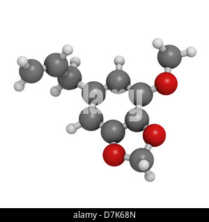 myristicin nutmeg psychoactive component, molecular model. Atoms are ...