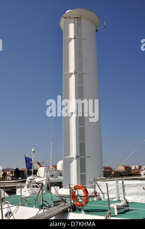 The Alcyone boat of Jacques Cousteau with the turbo sail system Stock ...