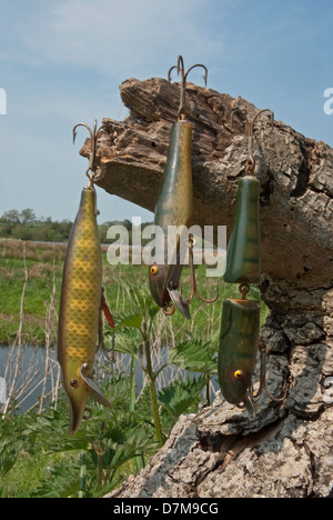 A selection of freshwater pike fishing lures Stock Photo - Alamy