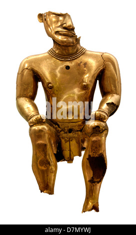 Gold poporo (ceremonial container for mixing lime with coca leaves ...