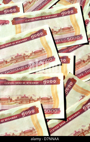 Background of Myanmar kyat money bills - old and present banknotes ...