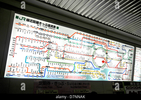 Train map of the Japan Railways lines around Tokyo, Japan Stock Photo ...