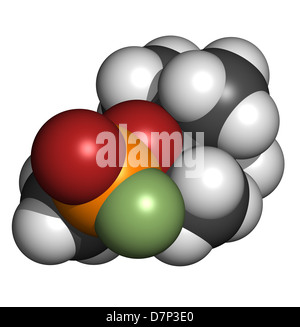 Soman nerve agent, molecular model. Soman is a chemical weapon ...