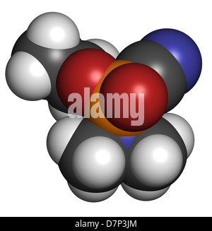 Tabun nerve agent, molecular model. Tabun is a chemical weapon ...