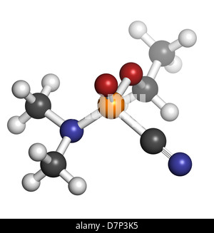 Tabun nerve agent, molecular model. Tabun is a chemical weapon ...