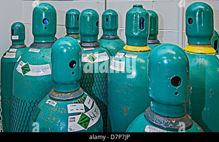 Used compressed gas cylinders Stock Photo - Alamy