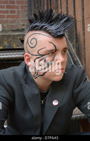 Portrait of a gender ambiguous person in Greenwich Village with a ...