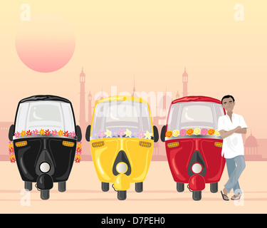 Yellow Auto Rickshaw Stock Photo - Alamy