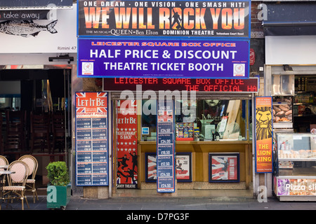 Adverts for London West end shows, on ticket booking office, Monmouth ...