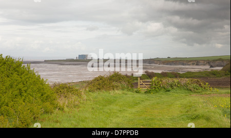 Lilstock beach near the Hinkley Point nuclear power station and Kilve ...
