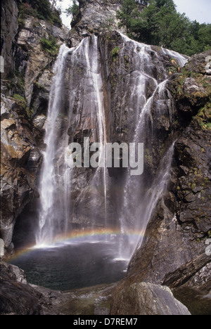 waterfall in the Maggia Valley, Ticino in Switzerland, Europe Stock ...