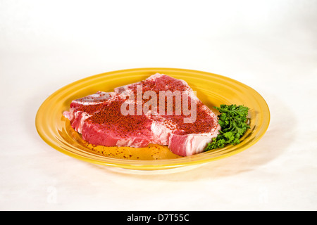 Raw steak on display Stock Photo - Alamy
