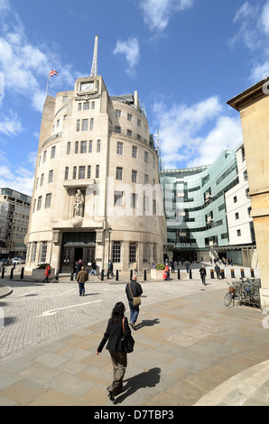 Facade of the new BBC Broadcasting House East Wing, Langham Place, City ...