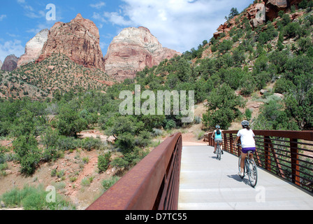 Biking along Pa'rus Trail, Zion National Park, Utah Stock Photo - Alamy