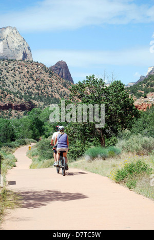 Biking along Pa'rus Trail, Zion National Park, Utah Stock Photo - Alamy