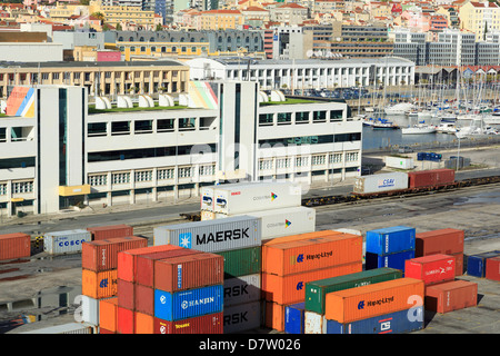 Containers on Santo Amaro Dock,Lisbon, Portugal,Europe Stock Photo - Alamy