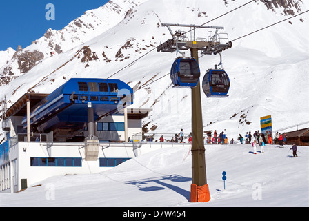 Gondola lift Nasserein in the ski resort of St. Anton am Arlberg, Tirol ...