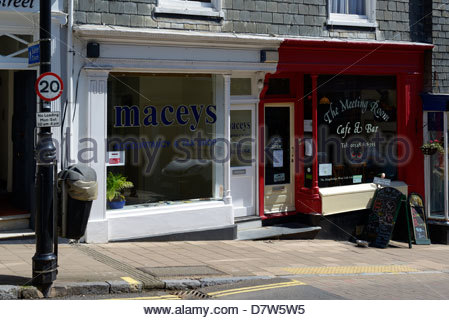The Fore Street and shops in Kingsbridge Devon UK Stock Photo ...