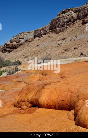 Bright orange travertine deposits at the Crystal Geyser. Green River ...