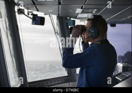 Bridge activity onboard Royal Navy Type 45 destroyer HMS Diamond D45 ...