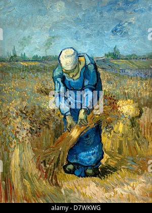 Peasant woman binding sheaves (after Millet). Date/Period: September ...