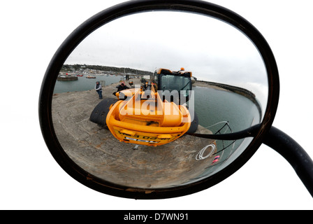 JCB rear view mirror reflection Stock Photo - Alamy