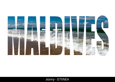 Word Maldives on beach Stock Photo: 93601011 - Alamy