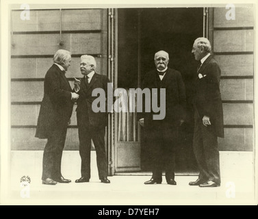 Paris, France: 1919 The Big Four at the Versailles Peace Conference. L ...