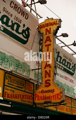 Nathan's Famous, a historic fast food diner specialising in hotdogs on ...