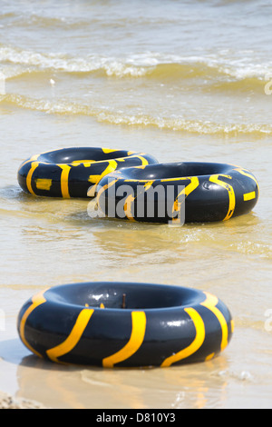 Colorful Inner Tubes on Serendipity Beach in Sihanoulville, Cambodia ...