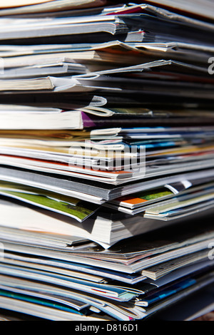 Stack of waste paper, old magazines, newspapers and leaflets for ...