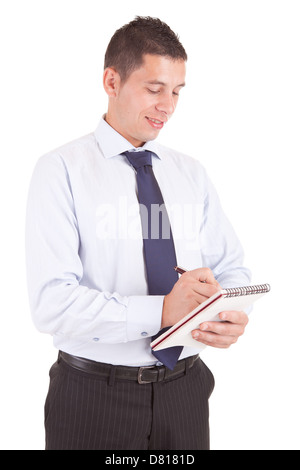 Engineer taking notes, isolated over white background Stock Photo - Alamy