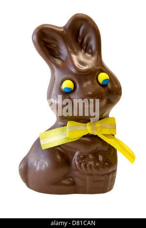 Yellow ribbon bow isolated on white background, top view, copy space ...