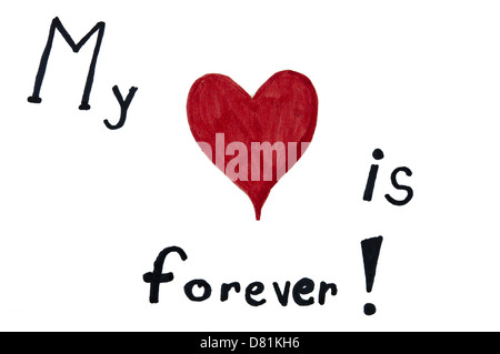 Paper with text forever and heart shape on wooden table Stock Photo - Alamy