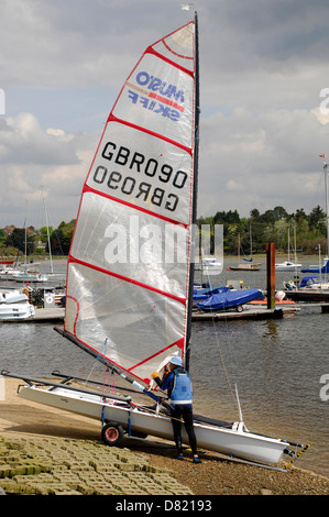 Sail boat getting ready to set sail in the Mediterranean Sea Stock ...