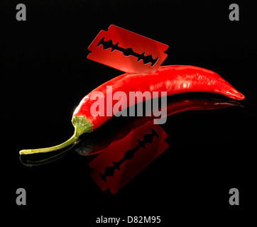 Red chili pepper an razor blade Stock Photo - Alamy