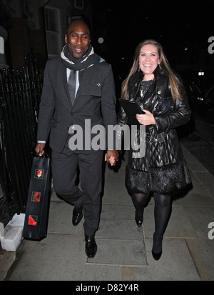 Sol Campbell and wife Fiona Barratt leaving Ramsay's restaurant on ...