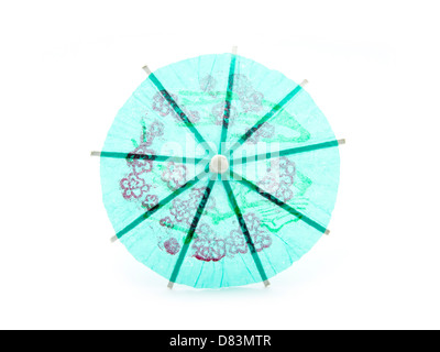 green decorative paper cocktail umbrella isolated on white background ...