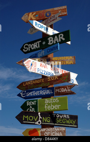 Signs, Playa Blanca, Lanzarote, Canary Islands, Spain, Europe Stock ...